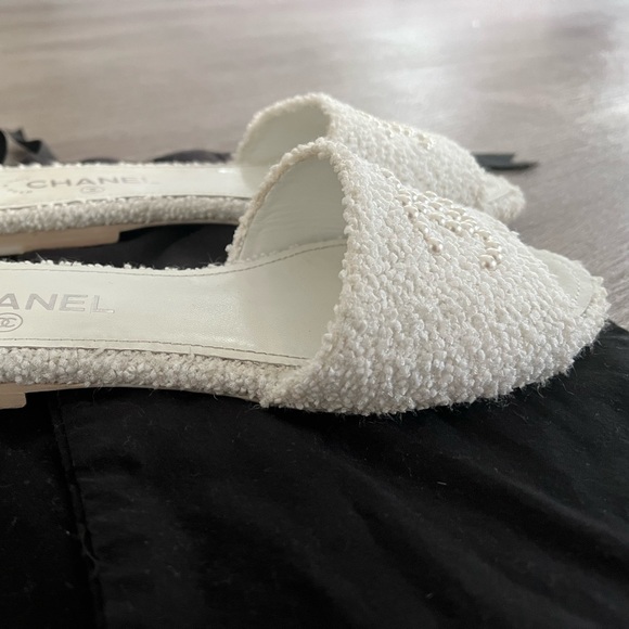CHANEL | Shoes | Chanel Whitepearl Slides | Poshmark